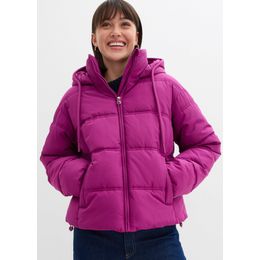bonprix Kurze Steppjacke, lila, Gr.48, Kurze Steppjacke mit Kapuze und seitlichen Taschen