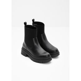 bonprix Chelsea-Boots mit flexiblem Schaft, schwarz, Gr.37, Warmgef&uuml;tterter Chelsea Boot mit elastischem Einsatz, aus Vegan