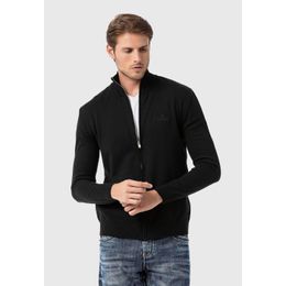 Cipo & Baxx CIPO & BAXX Herren Cardigan "Pullover", schwarz, Gr. M, unifarben, 50% Baumwolle, 50% Polyacryl, Strickjacken, im sportlichen Look