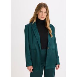 bonprix Oversize-Blazer aus Satin, gr&uuml;n
