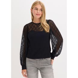 bonprix Langarmshirt mit Spitze, schwarz, Gr.40, Stylisches Shirt mit toller Passform