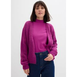bonprix Verk&uuml;rzte Oversize Grobstrickjacke, lila, Gr.44/46 (L), Modischer Cardigan im Oversize Look