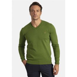 Herren Strickpullover "Los Angeles", gr&uuml;n, Gr. XL, SIR RAYMOND TAILOR, unifarben, 100% Baumwolle, Pullover, mit klassischem V-Ausschnitt