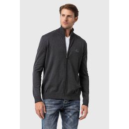 Cipo & Baxx CIPO & BAXX Herren Cardigan "Pullover", grau, Gr. L, unifarben, 50% Baumwolle, 50% Polyacryl, Strickjacken, im sportlichen Look