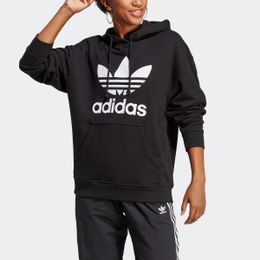 Damen Kapuzensweatshirt "TREFOIL HOODIE", schwarz, Gr. XS, adidas originals, Obermaterial: 100% Baumwolle, Sweatshirts