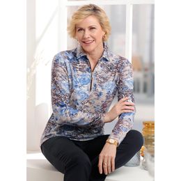 CLASSIC Damen Poloshirt "Poloshirt", blau, Gr. 44, gemustert, mehrfarbig, 95% Polyester, 5% Elasthan, Shirts