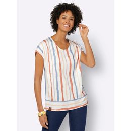 Casual Looks Damen Rundhalsshirt "Shirt", orange, Gr. 38, gemustert, gestreift, mehrfarbig, 50% Baumwolle, 50% Modal, Shirts