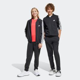 Jungen Trainingsanzug "J 3S FT TS 220", schwarz-wei&szlig;, Gr. 164, adidas Sportswear, Obermaterial: 52% Baumwolle, 48% Polyester, Sportanz&uuml;ge