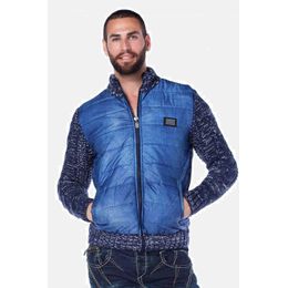 Cipo & Baxx CIPO & BAXX Herren Strickjacke "Jacke", blau, Basic, Gr. S, meliert, 100% Polyester, Strickjacken, in Regular-Fit, CP127