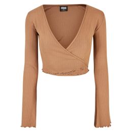 Urban Classics M&auml;dchen Longsleeve "Urban Classics Damen Ladies Cropped Rib Wrapped Longsleeve"schwarztaupe, Gr. 4XL, unifarben, 95% Polyester, 5%