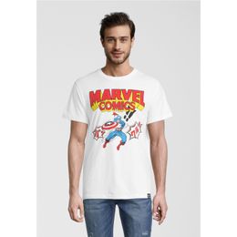 Recovered Damen T-Shirt "Marvel Comics Captain America Japan", wei&szlig;, Gr. M, bedruckt, 100% Baumwolle, Shirts, mit coolem Captain America-Print