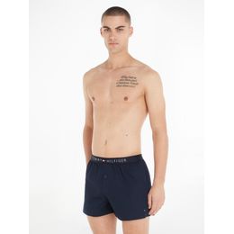 Herren Webboxer, Tommy Hilfiger Underwear, Gr. L, blau, Obermaterial: 100% Baumwolle, Unterhosen, mit Logo am Bund