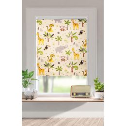 Rollo OTTO HOME, B:85cm H:150cm, beige, Polyester, Kinderzimmer, Rollos, "Jungle", Klemmfix, Fixma&szlig;, Tiere, Kinderrollo, einseitig bedruckt