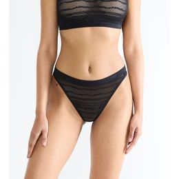 Sloggi Damen String "FREE Evolve", Gr. 2, schwarz, Single Jersey, Obermaterial: 65% Polyester, 35% Elasthan, unifarben, Unterhosen, super weich,