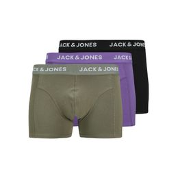 Jack & Jones JACK & JONES Herren Trunk "JACROB SOLID TRUNKS 3 PACK SN", Gr. S, lila, Jersey, Obermaterial: 95% Baumwolle, 5% Elasthan, unifarben, Unterhosen, mit