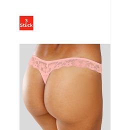 Damen String, PETITE FLEUR BY LASCANA, Gr. 32, bunt, Spitze, Obermaterial: 86% Polyester, 14% Elasthan, Unterhosen, hinten komplett aus zarter