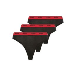 HUGO UNDERWEAR Damen String "TRIPLET THONG STRIPE", Gr. XL, schwarz, Jersey, Obermaterial: 95% Baumwolle, 5% Elasthan, Unterhosen, mit HUGO