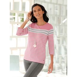 Casual Looks Damen 3/4-Arm-Shirt "Shirt", rosa, Gr. 40, gemustert, mehrfarbig, 54% Baumwolle, 46% Modal, Shirts