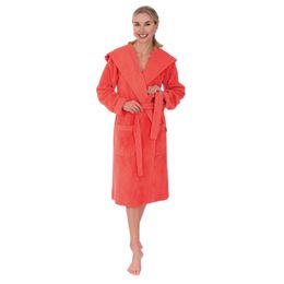 WEWO-Fashion Damenbademantel WEWO FASHION, L:110cm, rot, Baumwoll-Mix, Hausm&auml;ntel, "6124", Overlook-Naht