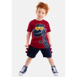 DENOKIDS Jungen Hausanzug "Cool Dino", Gr. 110, rot, 95% Baumwolle;5% Elasthan, bedruckt, Homewear-Sets, mit Dinosaurier-Print