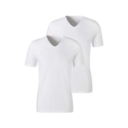 H.I.S. H.I.S Herren Unterziehshirt, Gr. S, wei&szlig;, Jersey, Obermaterial: 95% Baumwolle, 5% Elasthan, unifarben, Unterhemden, mit V-Ausschnitt und kleinem