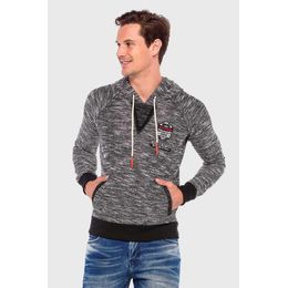 Cipo & Baxx CIPO & BAXX Herren Kapuzenpullover "Sweatshirt", grau, Gr. S, meliert, 100% Baumwolle, Pullover, mit melierten Design