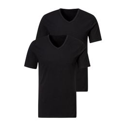 H.I.S. H.I.S Herren Unterziehshirt, Gr. S, schwarz, Jersey, Obermaterial: 95% Baumwolle, 5% Elasthan, unifarben, Unterhemden, mit V-Ausschnitt und kleinem