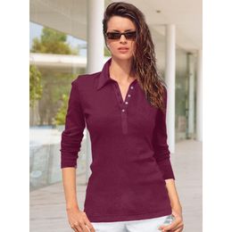 Casual Looks Damen Langarm-Poloshirt "Poloshirt", rot, Gr. 36, unifarben, 100% Baumwolle, Webstoff:100% Baumwolle, Shirts