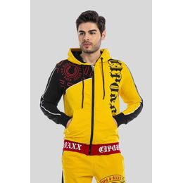 Cipo & Baxx CIPO & BAXX Herren Trainingsanzug "HOMEWEAR", gelb, Gr. M, bedruckt, 80% Baumwolle, 15% Polyester, 5% Elasthan, Sportanz&uuml;ge, mit coolen Print-Motiven