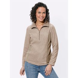 Casual Looks Damen Fleeceshirt "Fleece-Shirt", beige, Gr. 36, gemustert, mehrfarbig, 100% Polyester, Shirts