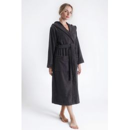 Damenbademantel Bruno Banani, L:125cm, grau, Walkfrottier, Hausm&auml;ntel, "Clement, ideal f&uuml;r Sauna & Spa, Hotelbademantel, Morgenmantel", 100%
