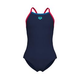 Badeanzug arena "GIRL'S arena SWIMSUIT LIGHT DROP SOLID für Mädchen", Kinder, Gr. 110, N-Gr, navy, fluo rot, fluo rot, blau china, Obermaterial: 82% Polyamid, 18% Elasthan. Futter: 100% Polyester, Badeanzüge