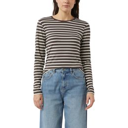 comma, COMMA Damen Langarmshirtchocolate weiß, Gr. 46, gestreift, Single Jersey, Obermaterial: 90% Viskose, 5% Elasthan, 5% metallisierte Fasern, Shirts