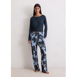 Marc O'Polo MARC O'POLO Damen Loungehose "Mix -n-Match", Gr. XL, blau, Jersey, Obermaterial: 92% Modal, 8% Elasthan, Hosen, seitliche Eingrifftaschen, elastisch,