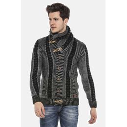 Cipo & Baxx CIPO & BAXX Herren Cardigan "Strickjacke", schwarz, Gr. M, unifarben, 100% Polyacryl, Strickjacken, mit Knopfleiste, CP215