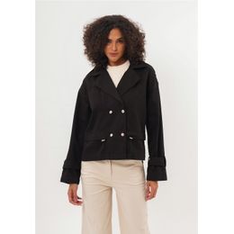 FRESHLIONS Damen Trenchcoat "Helena", schwarz, Gr. M, unifarben, 100% Baumwolle, M&auml;ntel, mit stylischem Reverskragen