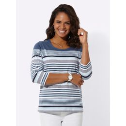 Casual Looks Damen 3/4-Arm-Shirt "Shirt", blau, Gr. 40, gemustert, gestreift, mehrfarbig, 100% Baumwolle, Shirts