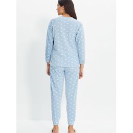 Trendyol Pyjama Damen Gr&ouml;&szlig;e S taubenblau / wei&szlig; Winterkleid