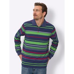 CLASSIC Herren Poloshirt "Langarm-Poloshirt", blau, Gr. 60, gemustert, gestreift, mehrfarbig, 100% Baumwolle, Shirts