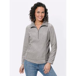 Casual Looks Damen Fleeceshirt "Fleece-Shirt", grau, Gr. 38, gemustert, mehrfarbig, 100% Polyester, Shirts