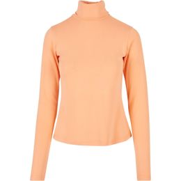 Langarmshirt Urban Classics "Urban Classics Damen Ladies Modal Turtleneck Longsleeve", M&auml;dchen, Gr. L, papaya, 77% Modal, 23% Polyester, unifarben, normal, hoch geschlossener Ausschnitt, Shirts Langarmshirt