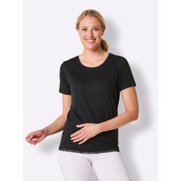 wäschepur WÄSCHEPUR Damen Pyjamaoberteil "Schlafanzug-Shirt", Gr. 36, schwarz, 50% Baumwolle, 50% Modal, unifarben, Shirts