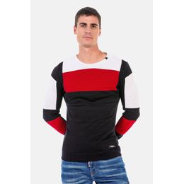 Cipo & Baxx CIPO & BAXX Herren Rundhalspullover "Pullover", bunt, Gr. S, unifarben, 50% Baumwolle, 50% Polyacryl, Pullover, in extravagantem Strickdesign, CP247