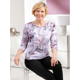 CLASSIC Damen 3/4-Arm-Shirt "Shirt", rosa, Gr. 44, gebl&uuml;mt, gemustert, mehrfarbig, 92% Polyester, 8% Elasthan, Shirts