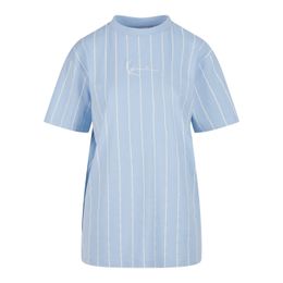 Karl Kani Damen T-Shirt "Karl Kani Small Signature Essential Pinstripe Os Tee"lightblau, wei&szlig;, Gr. S, gestreift, 100% Baumwolle, Shirts