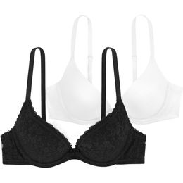 Dorina Damen Push-up-BH "Sonia", Gr. 100, schwarz-wei&szlig;, Obermaterial: 90% Polyamid, 10% Elasthan, gemustert, unifarben, BHs, mit vorgeformten Cups