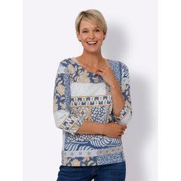 Classic Basics Damen 3/4-Arm-Shirt "3/4-Arm-Shirt", blau, Gr. 52, gemustert, mehrfarbig, 100% Baumwolle, Shirts