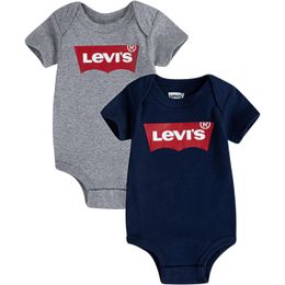 LEVI'S KIDS Jungen Kurzarmbody "BATWING 2PK BODYSUIT", Gr. 2, blau, Jersey, Obermaterial: 60% Baumwolle, 40% Polyester, bedruckt, Bodys, UNISEX von
