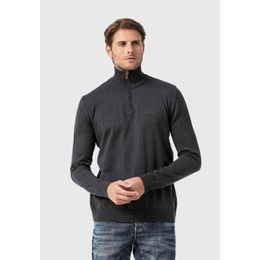 Cipo & Baxx CIPO & BAXX Herren Troyer "Pullover", grau, Gr. M, unifarben, Feinstrick, 50% Baumwolle, 50% Polyacryl, Pullover, mit Troyer-Kragen