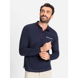 Marco Donati Herren Poloshirt "Langarm-Poloshirt", blau, Gr. 48, unifarben, 100% Baumwolle, Shirts